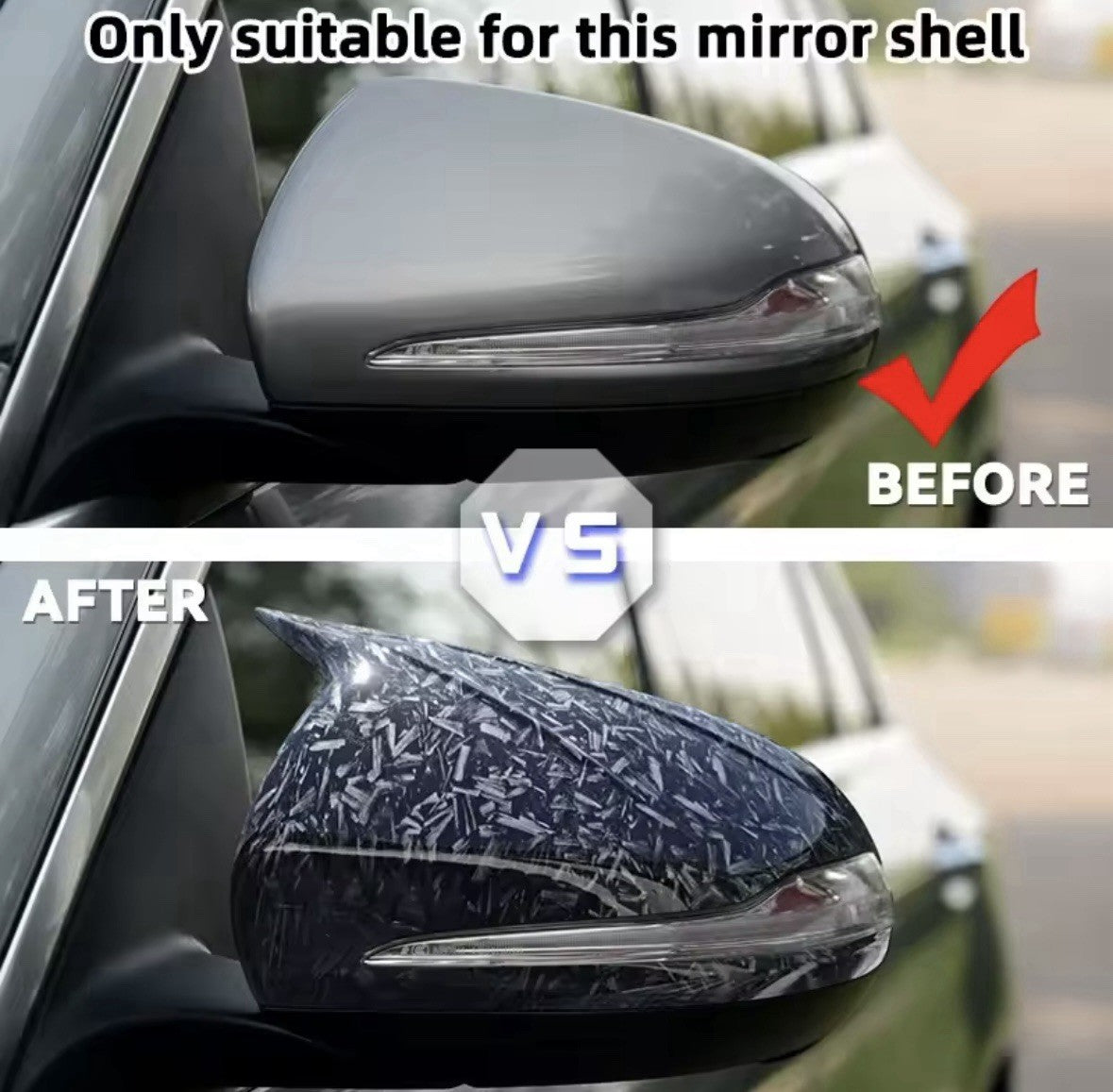 Mercedes C GLC S E Class Forged Carbon Fibre M Style Wing Mirror Caps ...