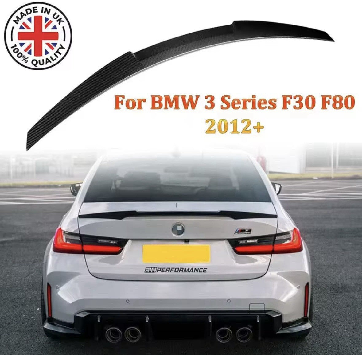 BMW 3 Series F30 F35 & M3 F80 Carbon Fiber Look CS Style Boot Trunk Sp ...