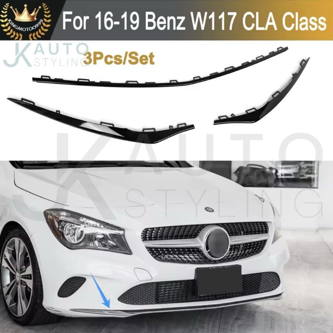 Mercedes CLA W117 2016-2019 Standard Gloss Black Front Bumper Lip Repl ...