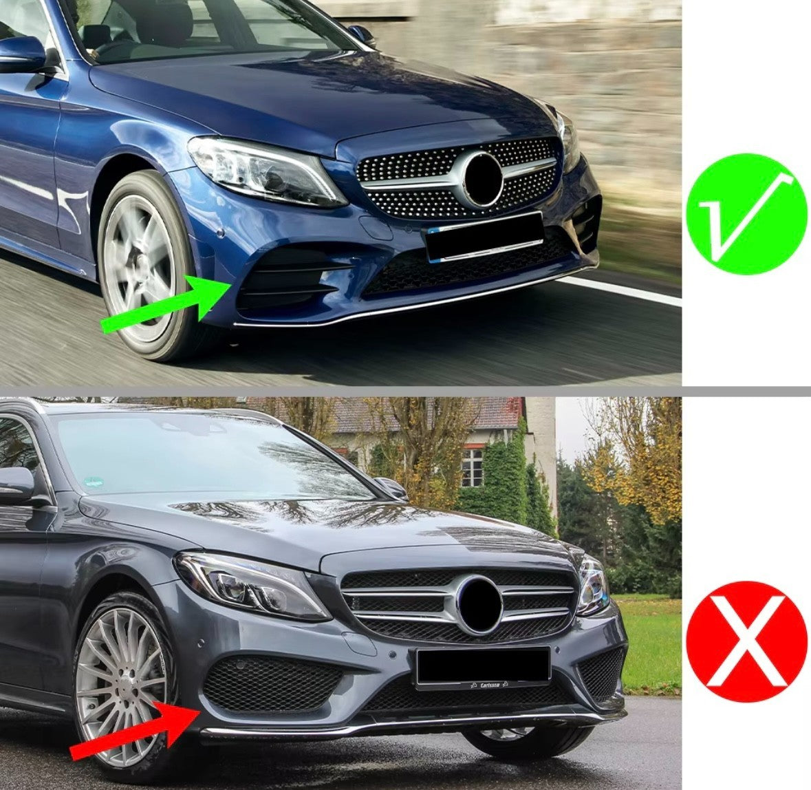 Gloss Black Front Bumper Side Vent Canards For Mercedes Benz C Class W ...